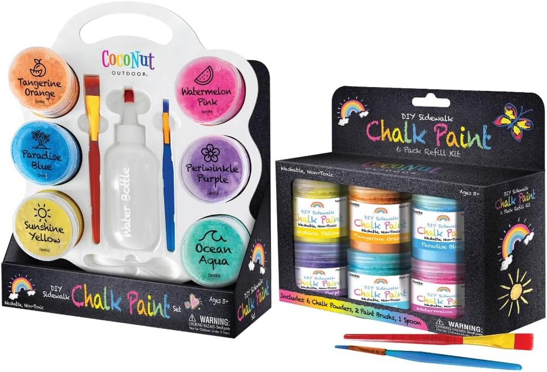DIY Sidewalk Chalk Paint Set & 6pk Refill Non-toxic, Washable Powdered ...