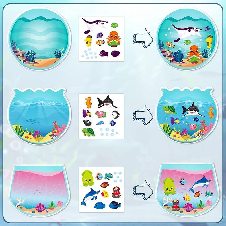 Marine Life Sticker Scene Kit for Children Includes 12 Pieces - Etsy