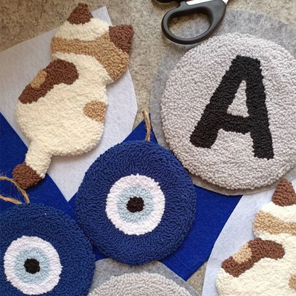 DIY Needlework Wool Poke Embroidery Kit Yarn Coaster Punch Needle ...