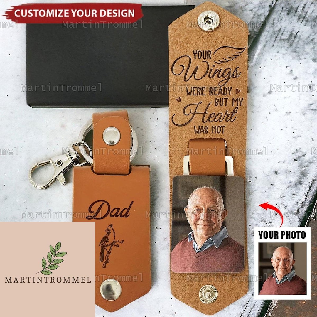 Your Wings Were Ready, Memorial Car Keychain Set, Personalized Leather ...