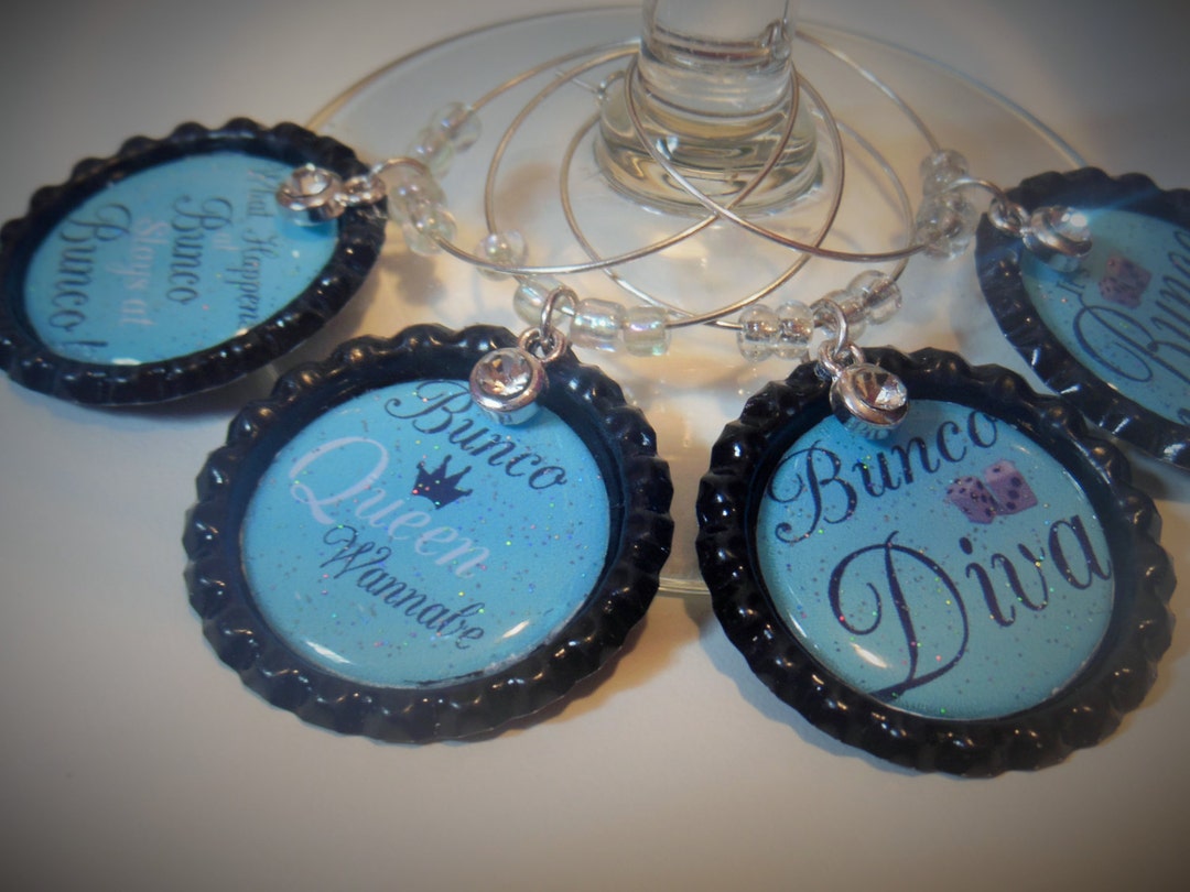 Bunco Wine Glass Charm Markers - Bunco Diva - Bunco Queen Wannabe ...