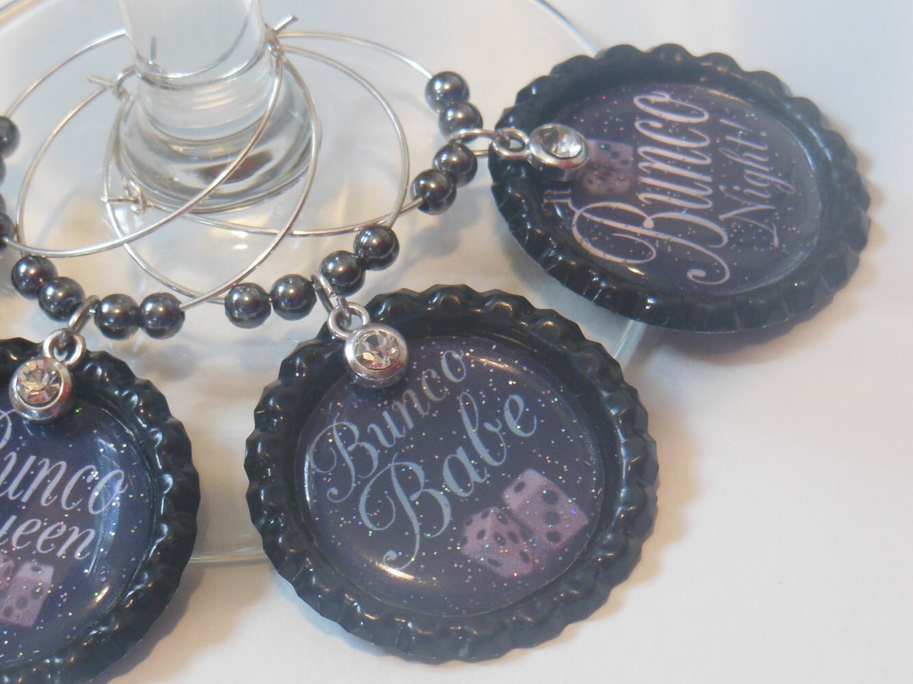Bunco Wine Glass Charms Full of Glitz and Glamour - Bunco Diva - Bunco ...