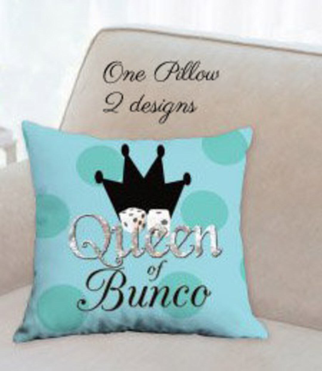 Bunco Prize Pillow Two Designs Queen of Bunco Crown Dice Polka Dot ...