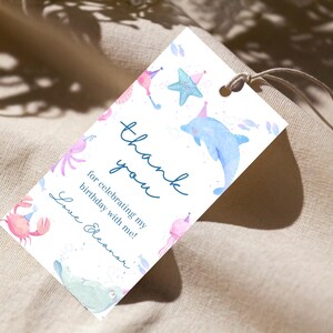 Under the Sea Birthday Thank You Tag Printable, Under the Sea Editable ...