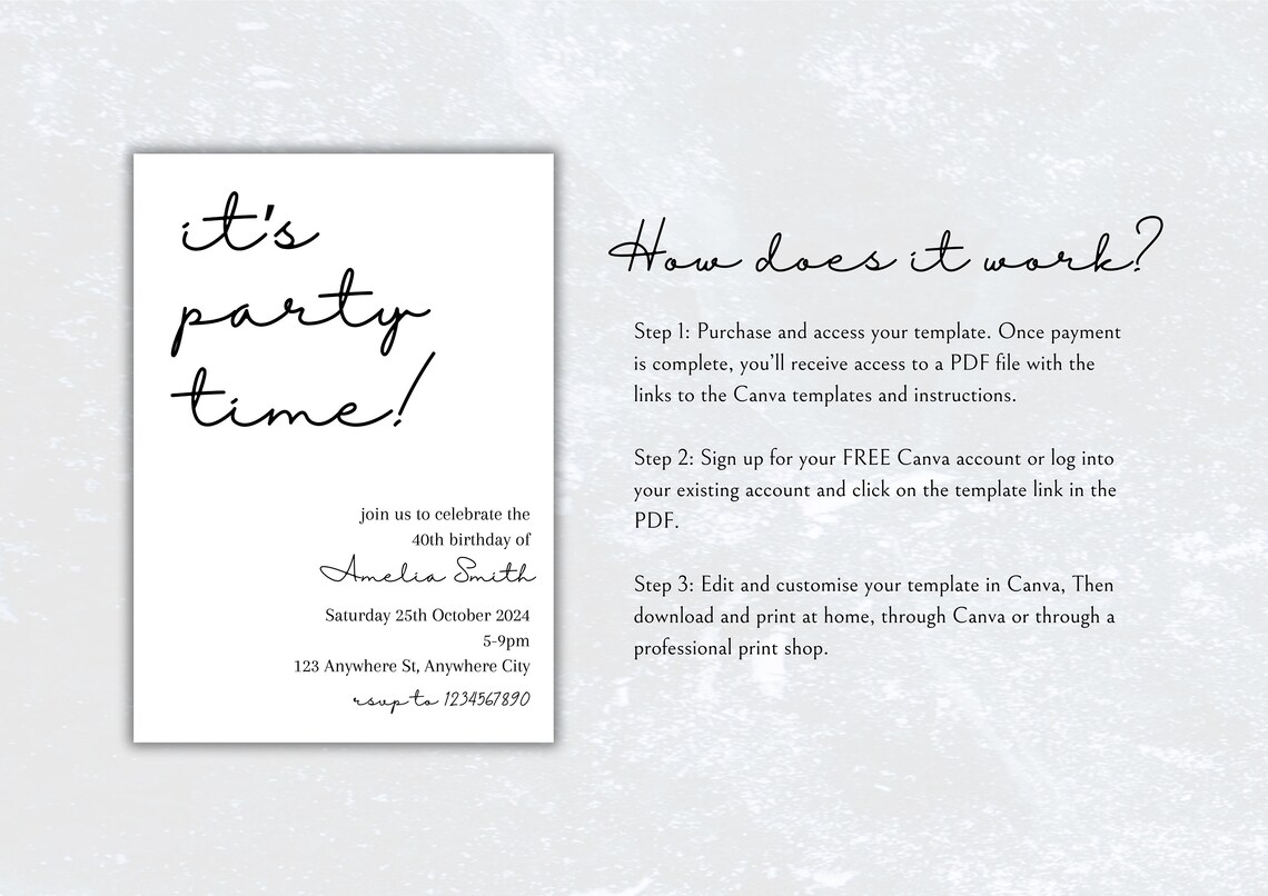 It's Party Time Birthday Invitation Printable, Birthday Editable ...