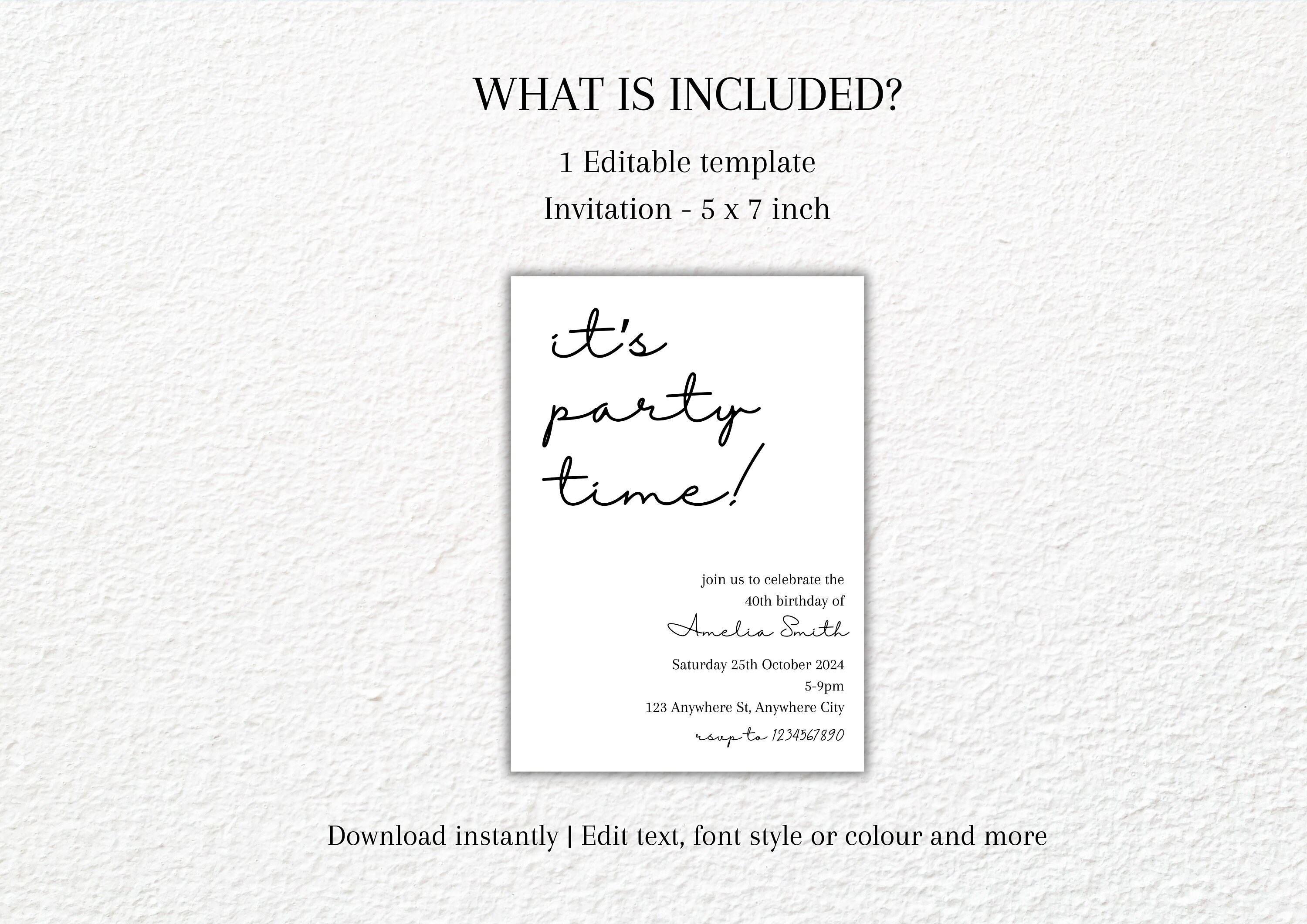 It's Party Time Birthday Invitation Printable, Birthday Editable ...