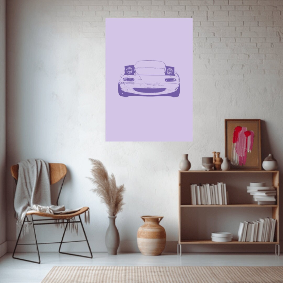 Mazda MX-5 Miata Poster Classic Roadster Wall Art Sporty Automotive ...