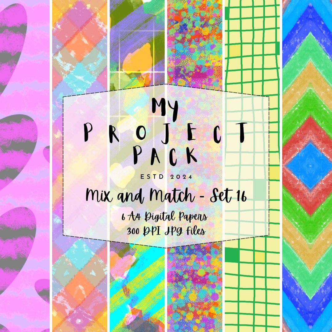 6 Mix and Match A4 Printable Patterned Papers, Set 16, Pretty Digital ...