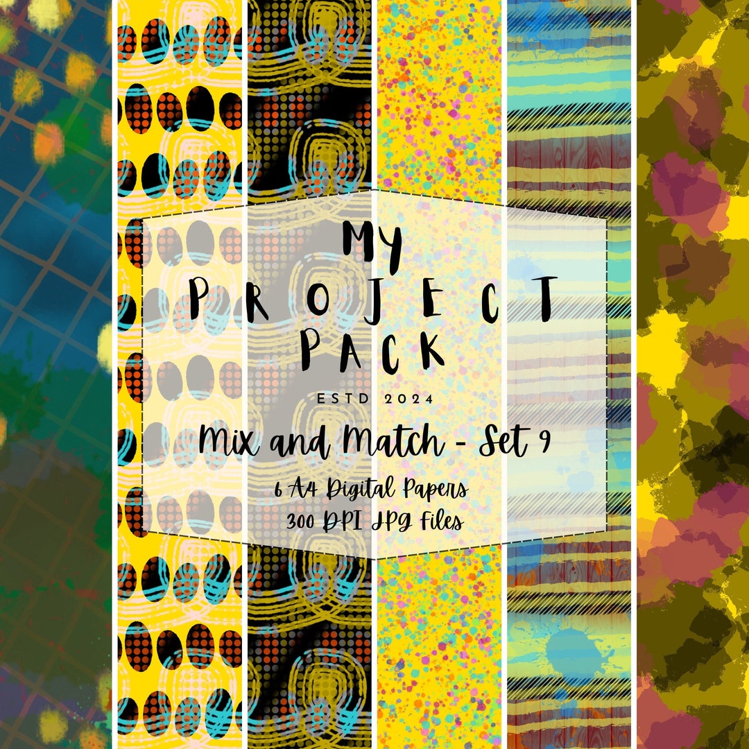 6 Mix and Match A4 Printable Patterned Papers, Set 9, Pretty Digital ...