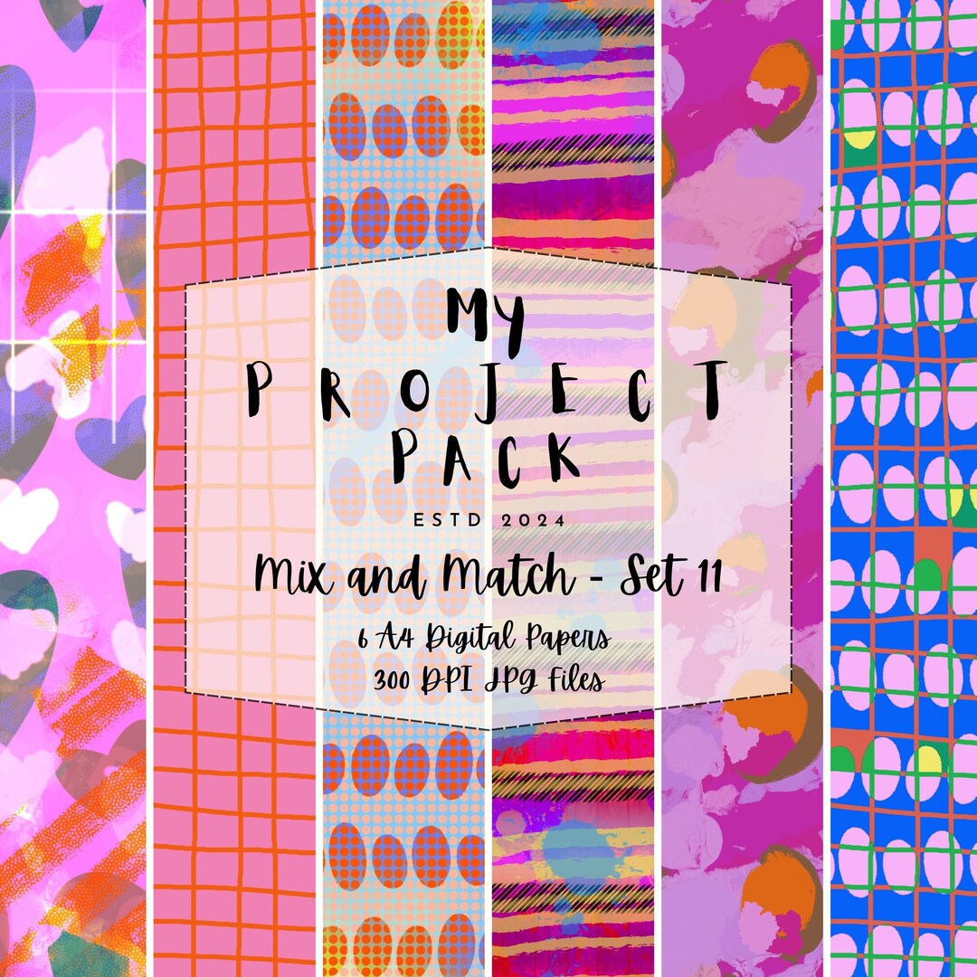 6 Mix and Match A4 Printable Patterned Papers, Set 11, Pretty Digital ...