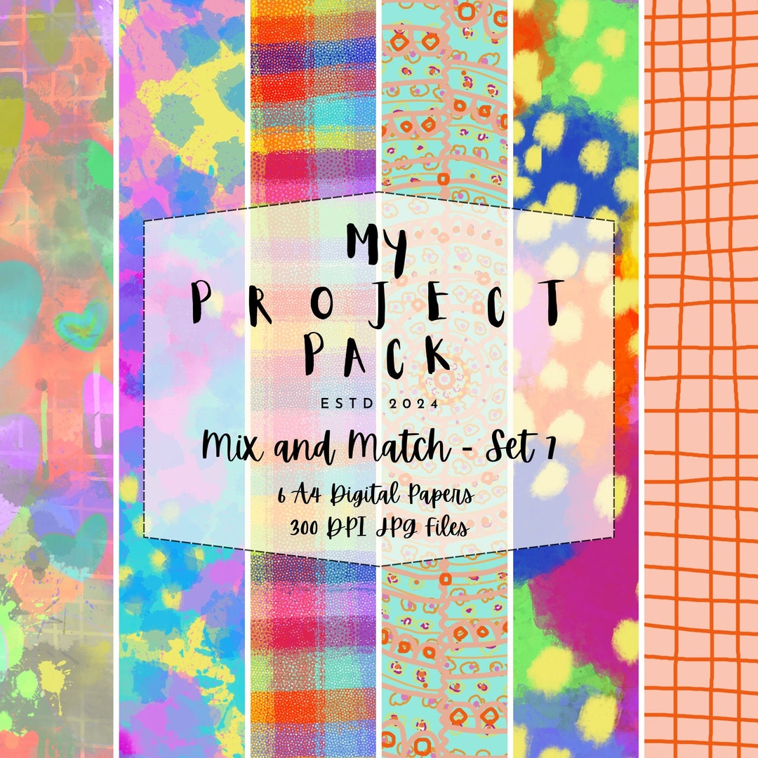 6 Mix and Match A4 Printable Patterned Papers, Set 7, Pretty Digital ...