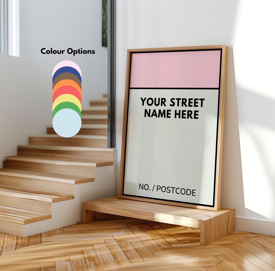 Personalised Monopoly Style Address Print, Unique Housewarming Gift ...