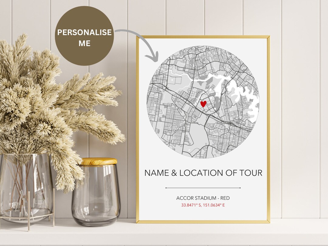 Custom Coordinate Map Taylor Swift Inspired, Minimal Poster Print for a ...