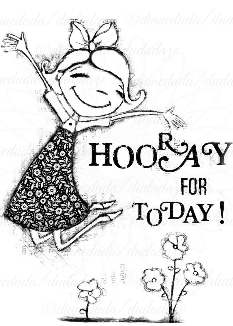 Hooray for Today 2 Versions Digital Stamp Printable Art to | Etsy