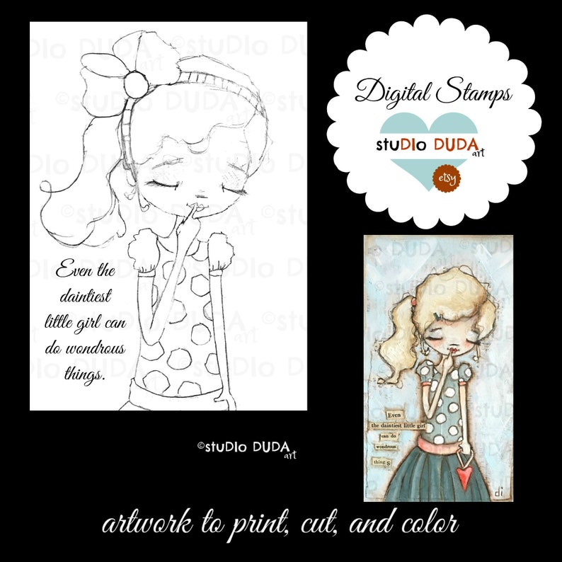 The Daintiest 2 Versions Digital Stamp Printable Art to - Etsy