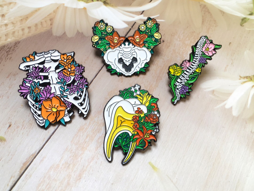 Tooth Spine Thorax Pelvis Anatomy Enamel Pin Medical Science Badge Pin ...