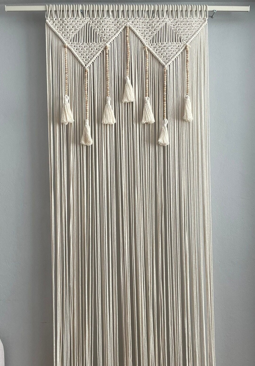 Wooden Beaded Macrame Curtain, Door or Window Custom Size Curtain ...