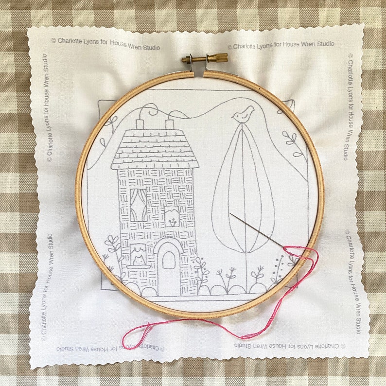 The Pink House Embroidery Sampler on a Cotton Panel to Stitch - Etsy