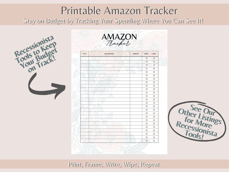 Amazon Budget Printable | Printable Dry Erasable | DIY Print | Digital ...