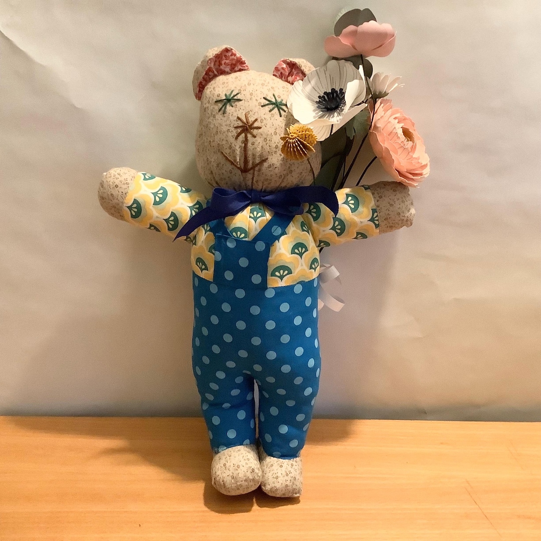 Daddy Teddy Bear / in Liberty Fabric Cotton Fabric / Handmade / Made in ...