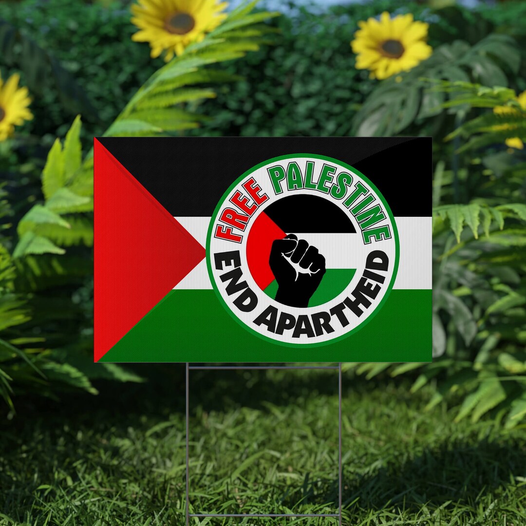 Free Palestine End the Apartheid Yard Sign, State Map Outline Funny ...