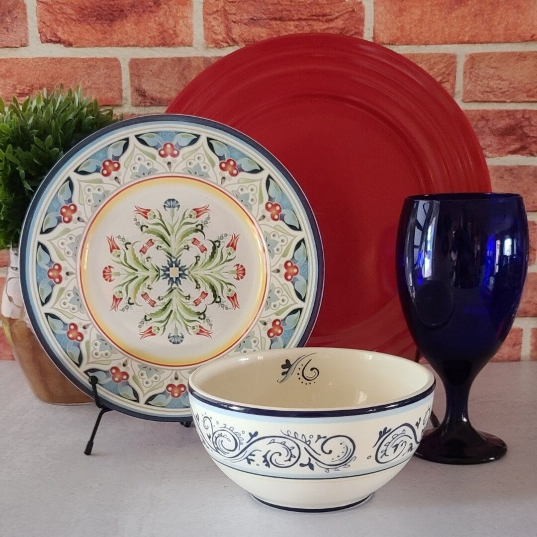 Tunisian Blue Swirl ~ 4 Pc. Place Setting Vintage ~ Set a Unique Table ...