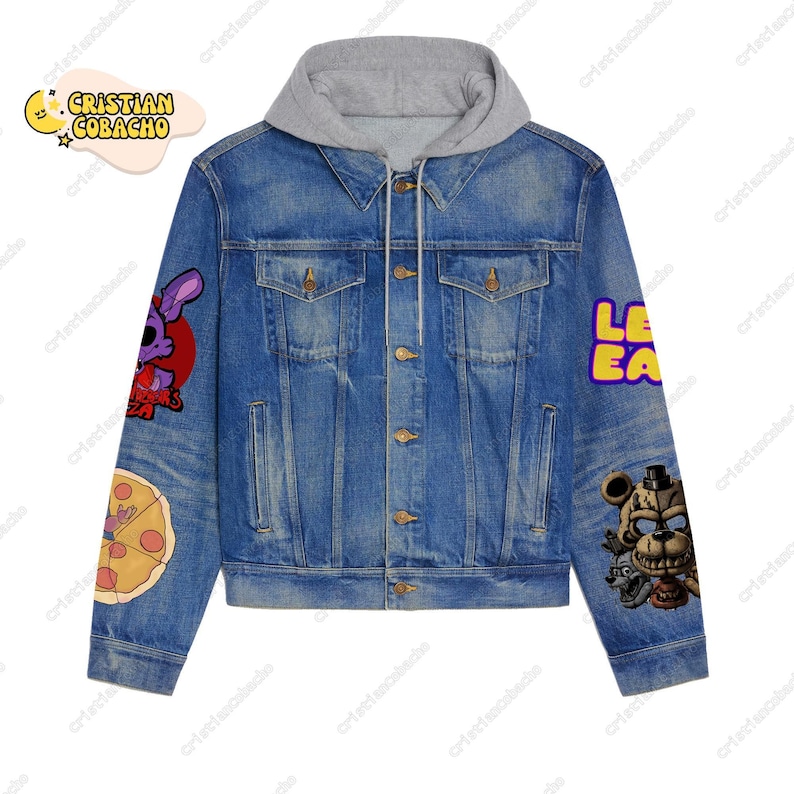 Halloween Five Nights at Freddy Jacket, Fnaf Horror Hooded Denim Jacket ...