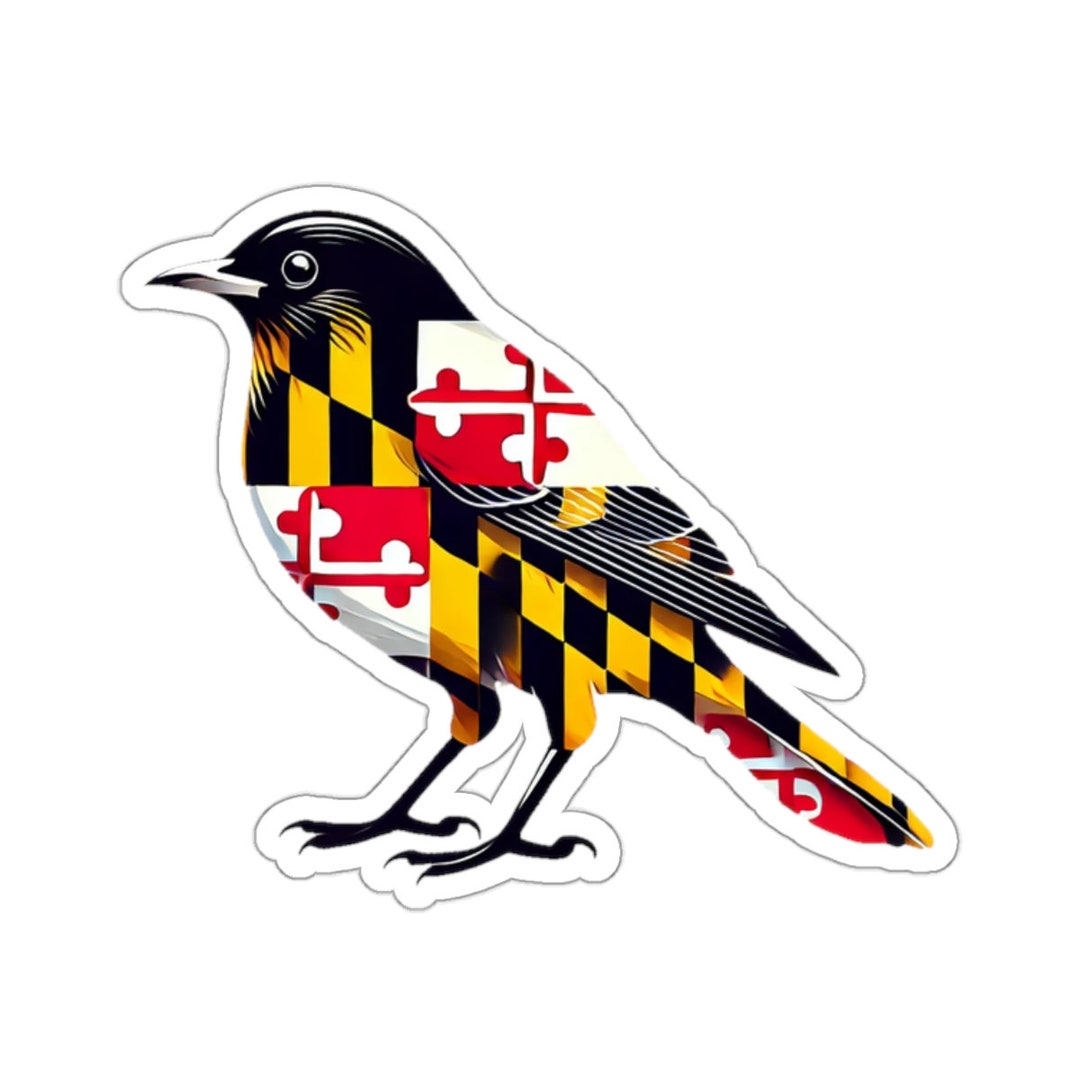 Maryland Flag Oriole Bird Sticker, Durable Vinyl Oriole Decal for ...