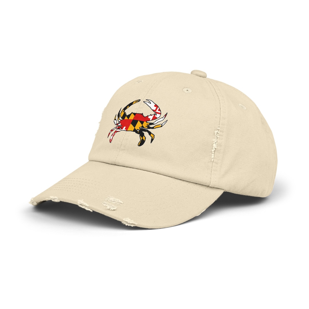 Maryland Flag Crab Distressed Baseball Cap, Adjustable Unisex Hat - Etsy