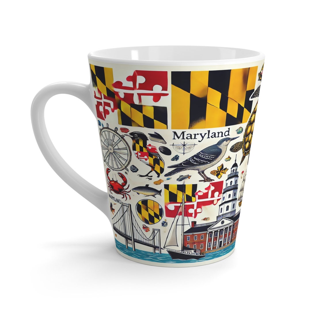 Maryland Themed Cup, Crabs, Flags, Orioles, Ravens, Old Bay, Key Bridge ...