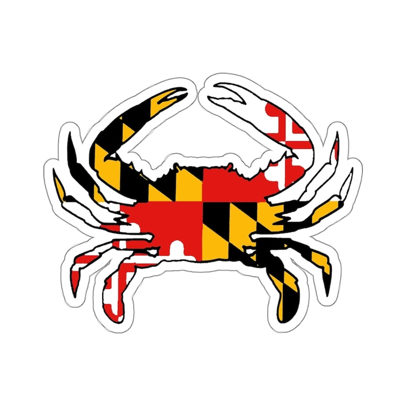 Maryland Flag Crab Sticker, Blue Crab Flag Sticker, Maryland Crab Decal ...