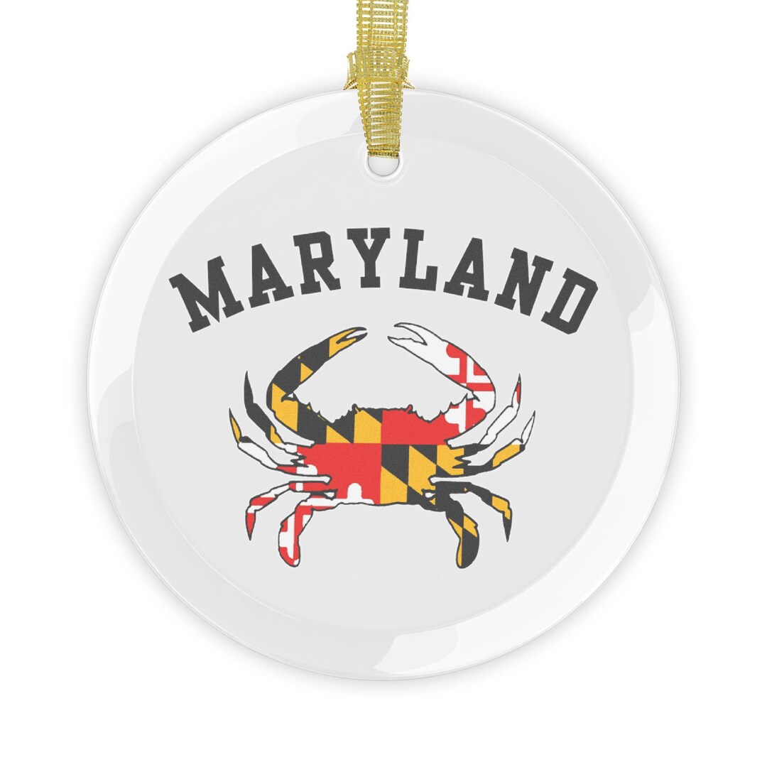 Glass Maryland Crab Flag Christmas Ornament, Coastal Holiday Decor - Etsy