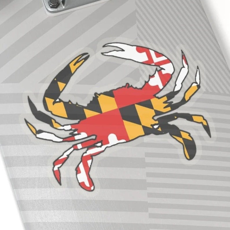 Maryland Flag Crab Sticker, Blue Crab Flag Sticker, Maryland Crab Decal ...