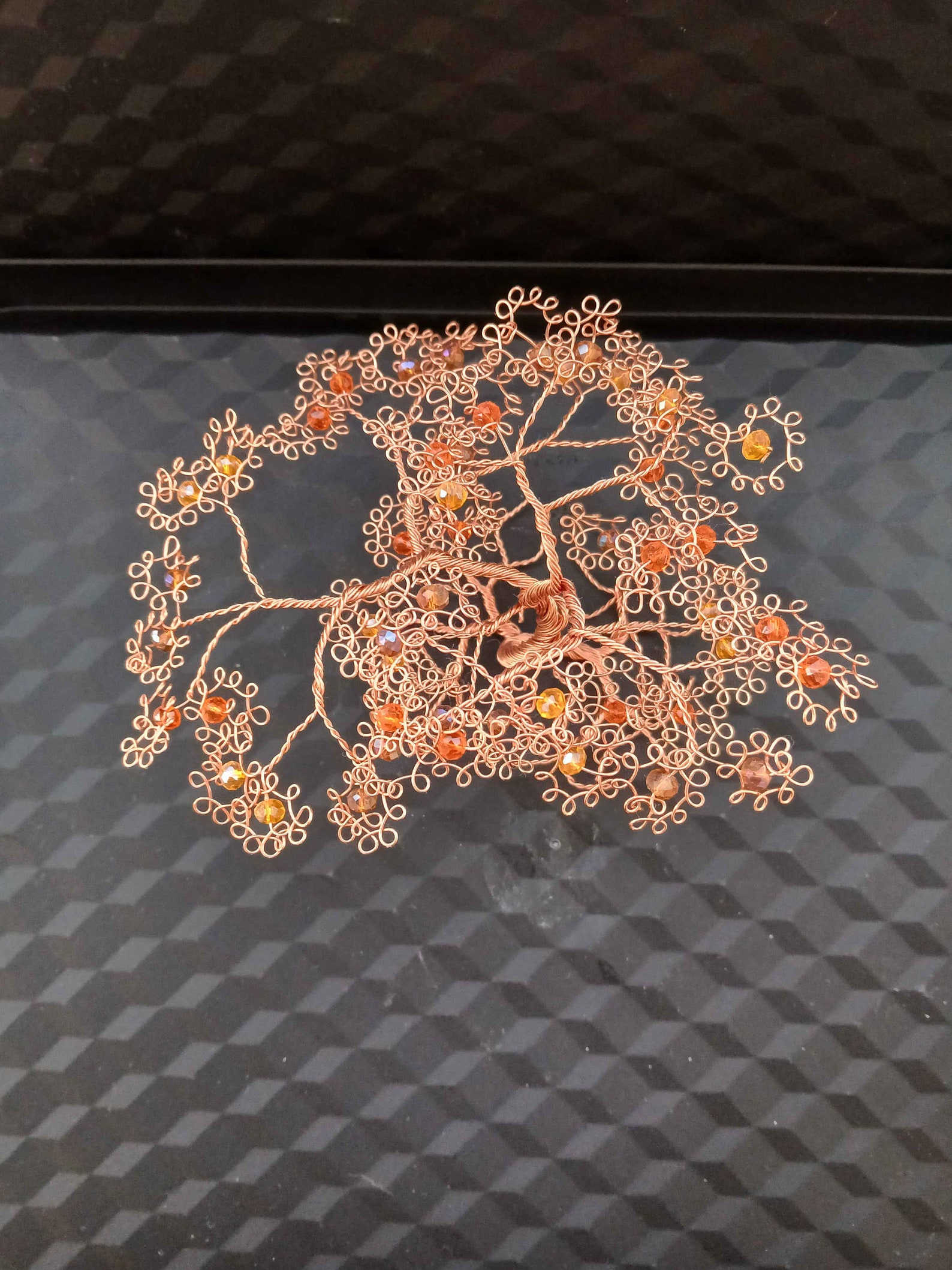 Copper Wire Tree, Handmade Copper Creation With Crystal Beads ...