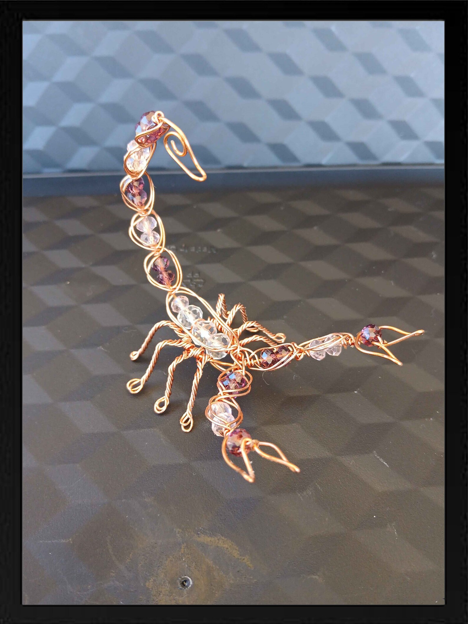 Copper Wire Scorpion / Handmade Copper Art / Crystal Beads / Zodiac ...