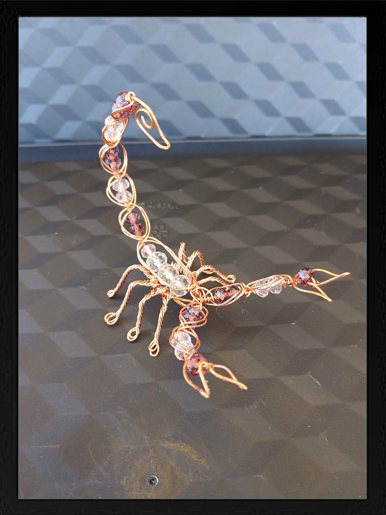 Copper Wire Scorpion / Handmade Copper Art / Crystal Beads / Zodiac ...