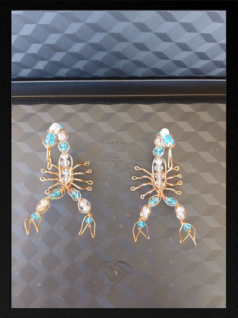 Copper Wire Scorpion / Handmade Copper Art / Crystal Beads / Zodiac ...