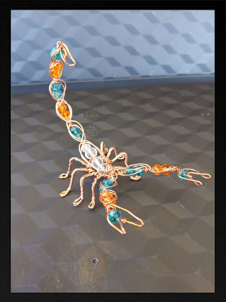 Copper Wire Scorpion / Handmade Copper Art / Crystal Beads / Zodiac ...
