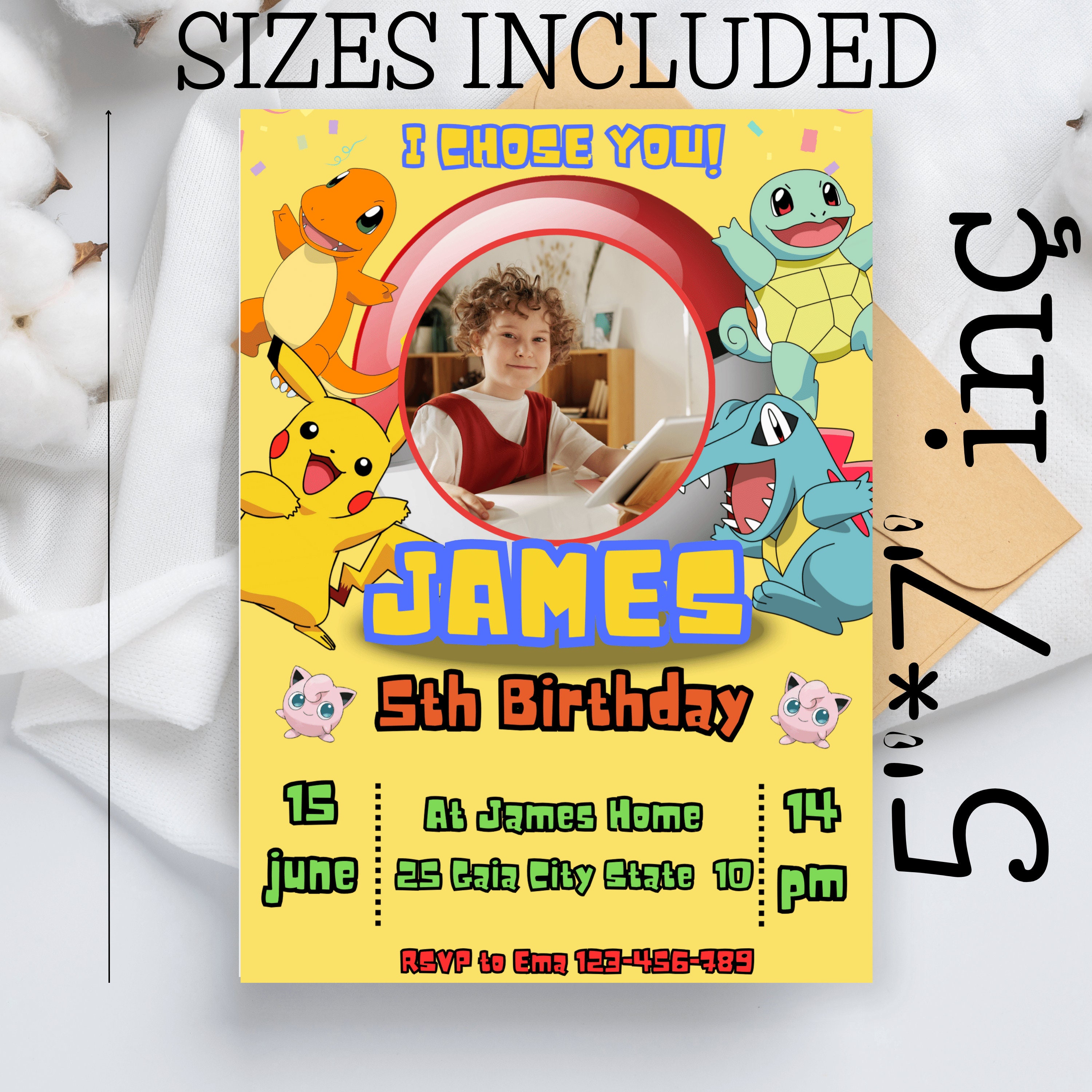 Editable Pokemon Birthday Invitation, Pikachu Birthday Party Invite ...