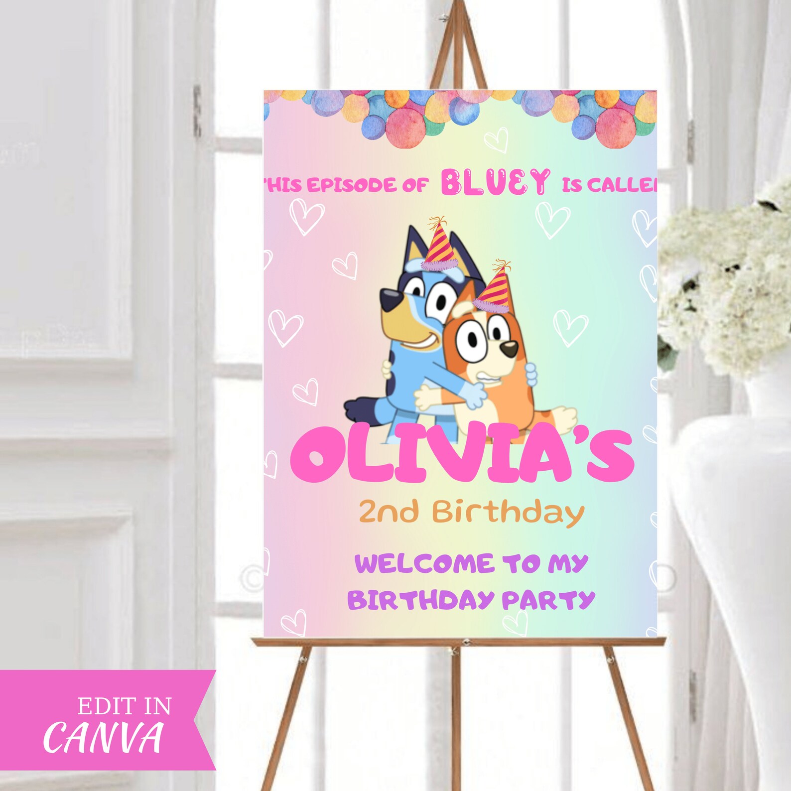 Editable Bluey Welcome Sign, Blue Dog Birthday Party Sign, Bluey ...