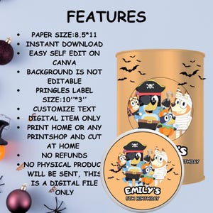 Bluey Halloween Pringles Label,bluey and Bingo Party Favors,spooky ...