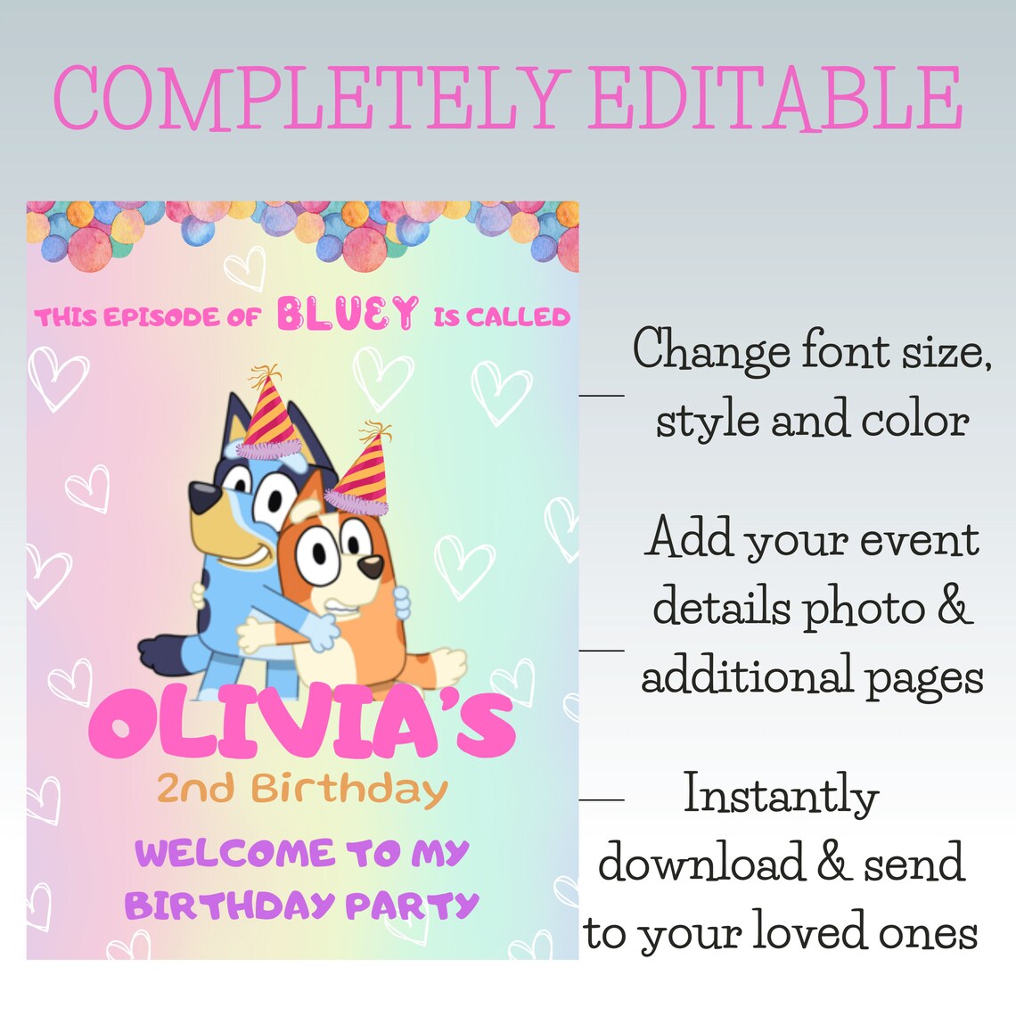 Editable Bluey Welcome Sign, Blue Dog Birthday Party Sign, Bluey ...