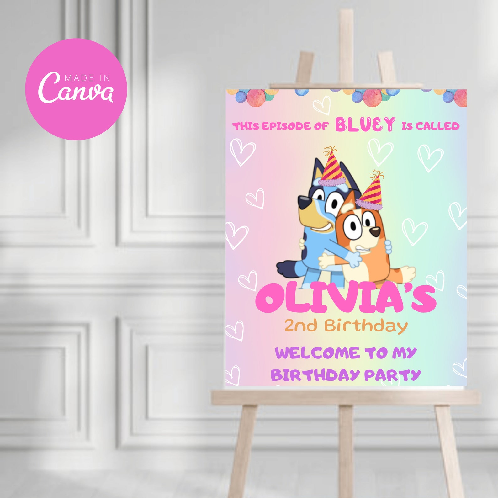 Editable Bluey Welcome Sign, Blue Dog Birthday Party Sign, Bluey ...