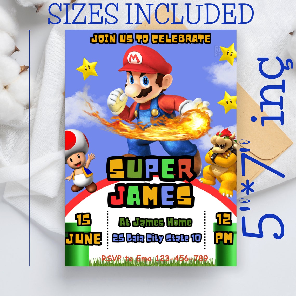 Editable Super Mario Birthday Invitation, Mario Invite for Boys, Super ...