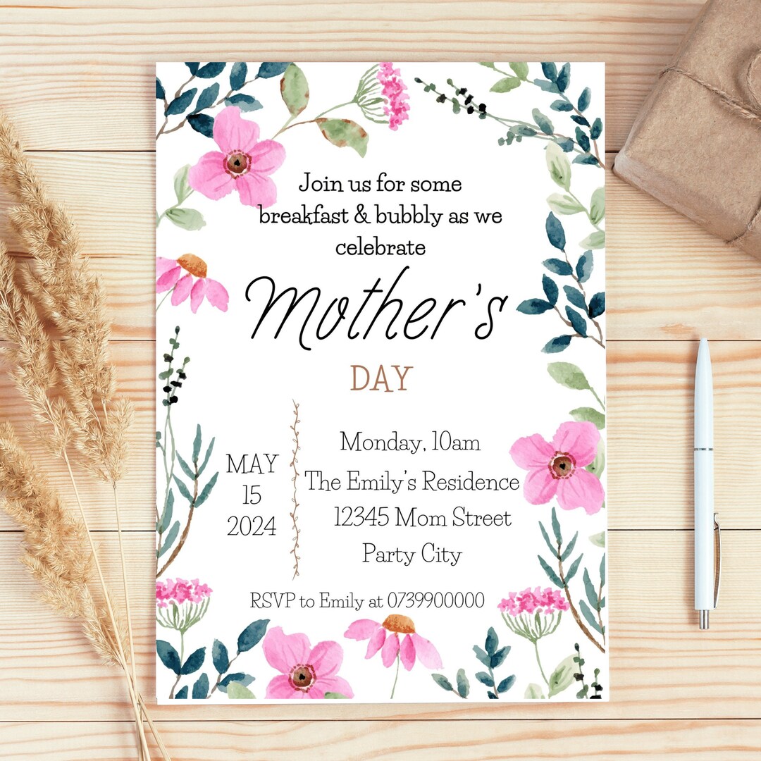 Editable Mothers Day Digital Invitation,mothers Day Party Invitation ...