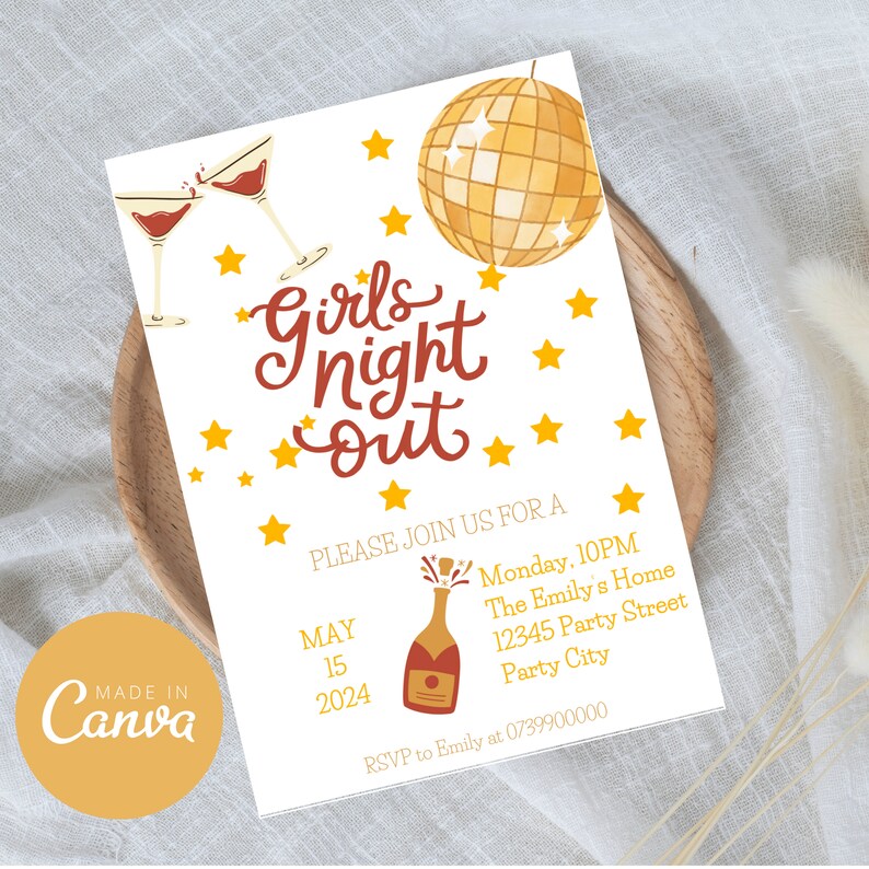 Girls Night Out Invitation, Slumber Party Invite, Let's Go Girls Party ...