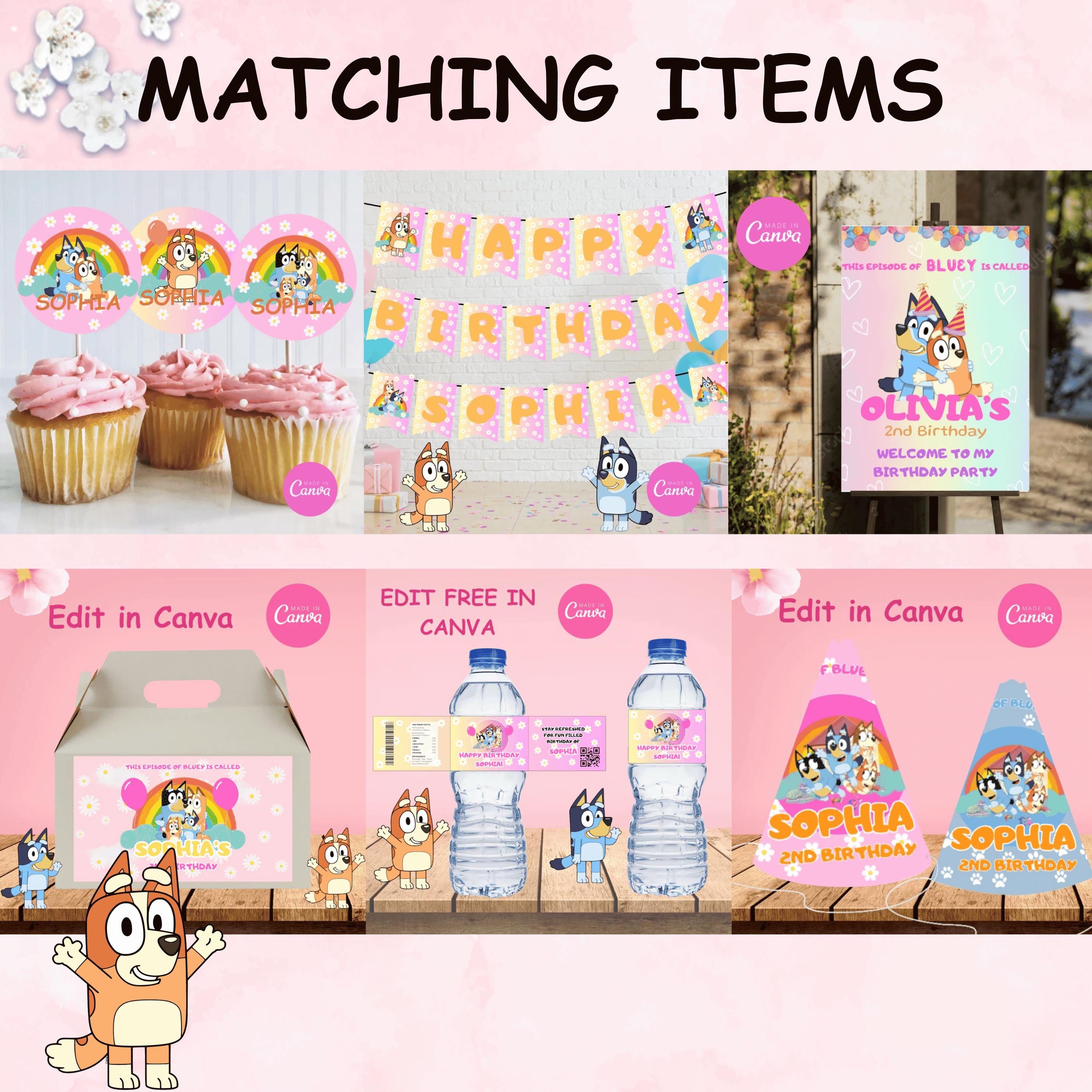 Editable Bluey Girl Party Signs Bundle,blue Dog Birthday Signs Bundle ...