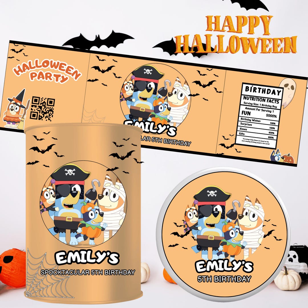 Bluey Halloween Pringles Label,bluey and Bingo Party Favors,spooky ...