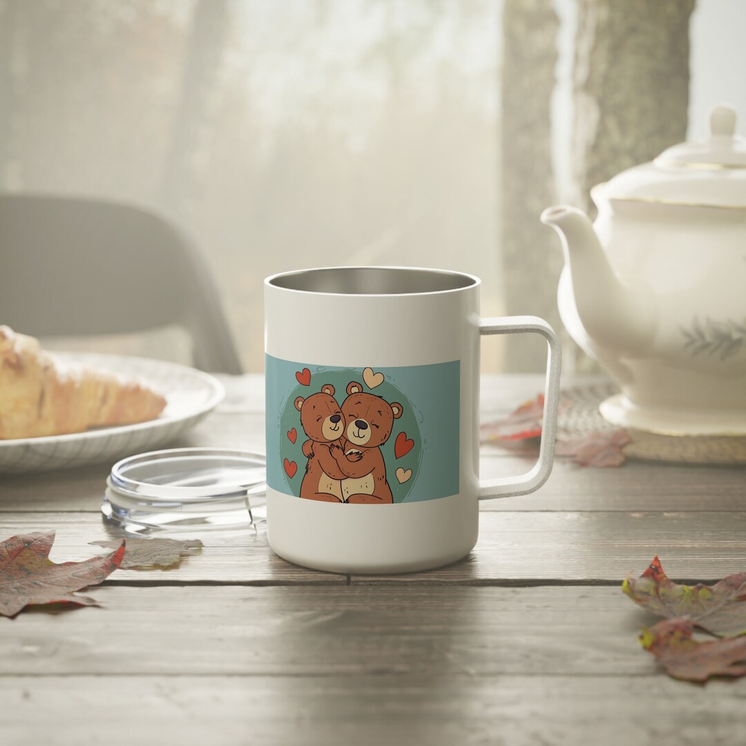 Cartoon Bears Hugging - Stainless Steel Mug - Image on Both Sides ...