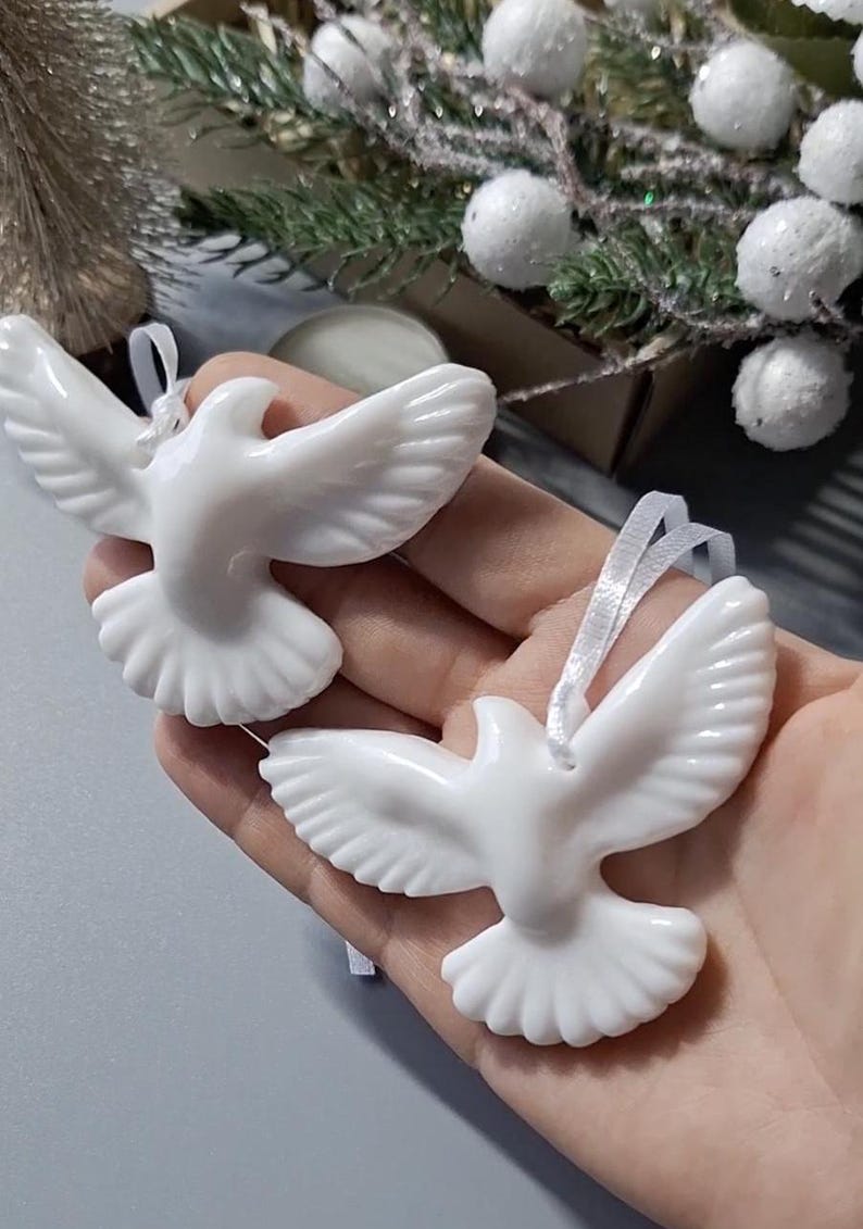 Christmas Tree Decoration Dove |porcelain Dove Ornament: Handmade ...